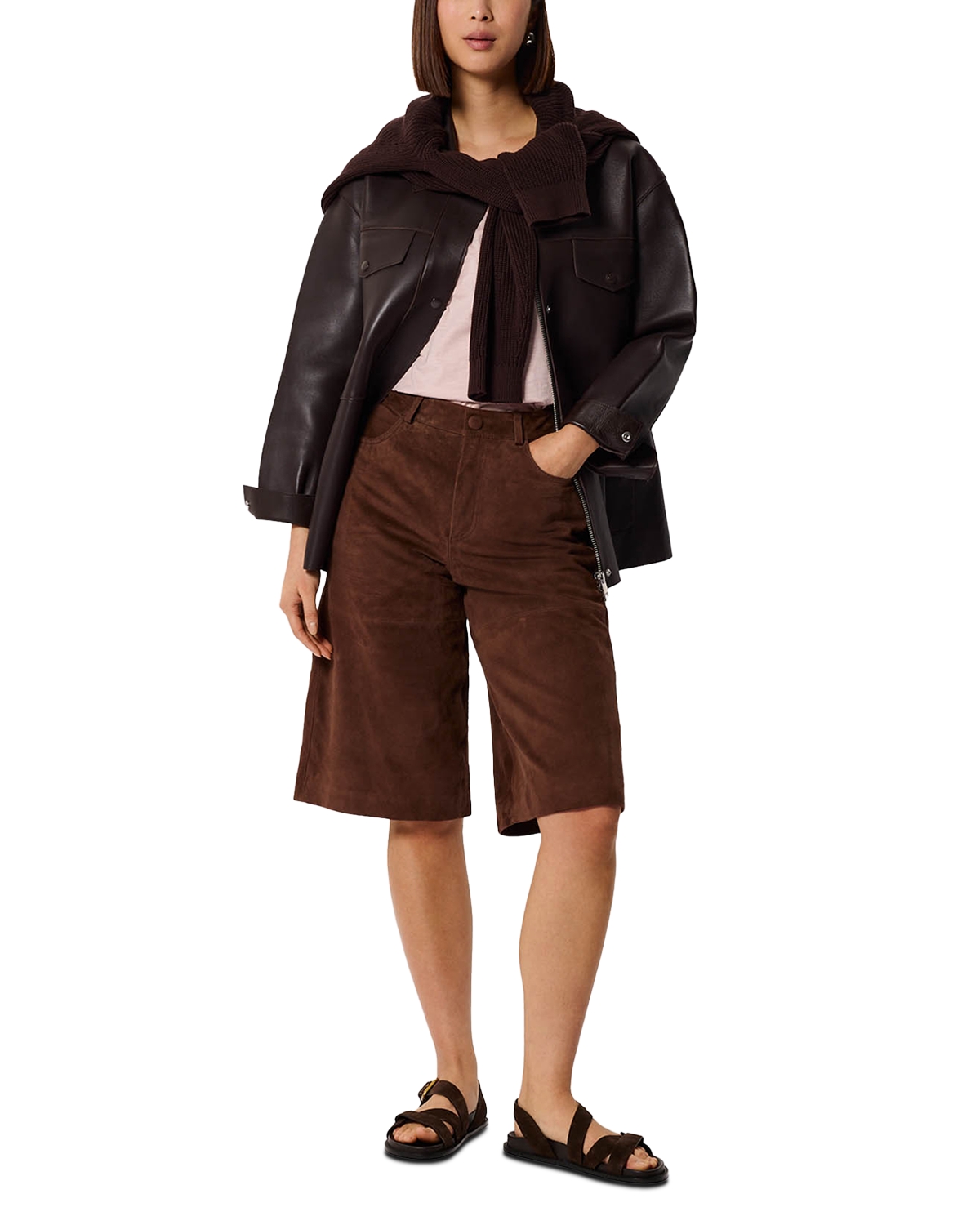 WHISTLES Willa V-Neck Cap-Sleeve Tee